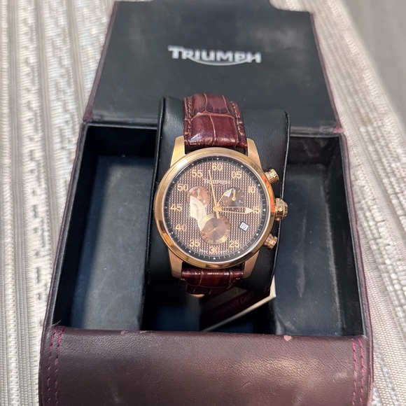 Triumph | Accessories | Triumph Brown Leather Strap Watch | Poshmark